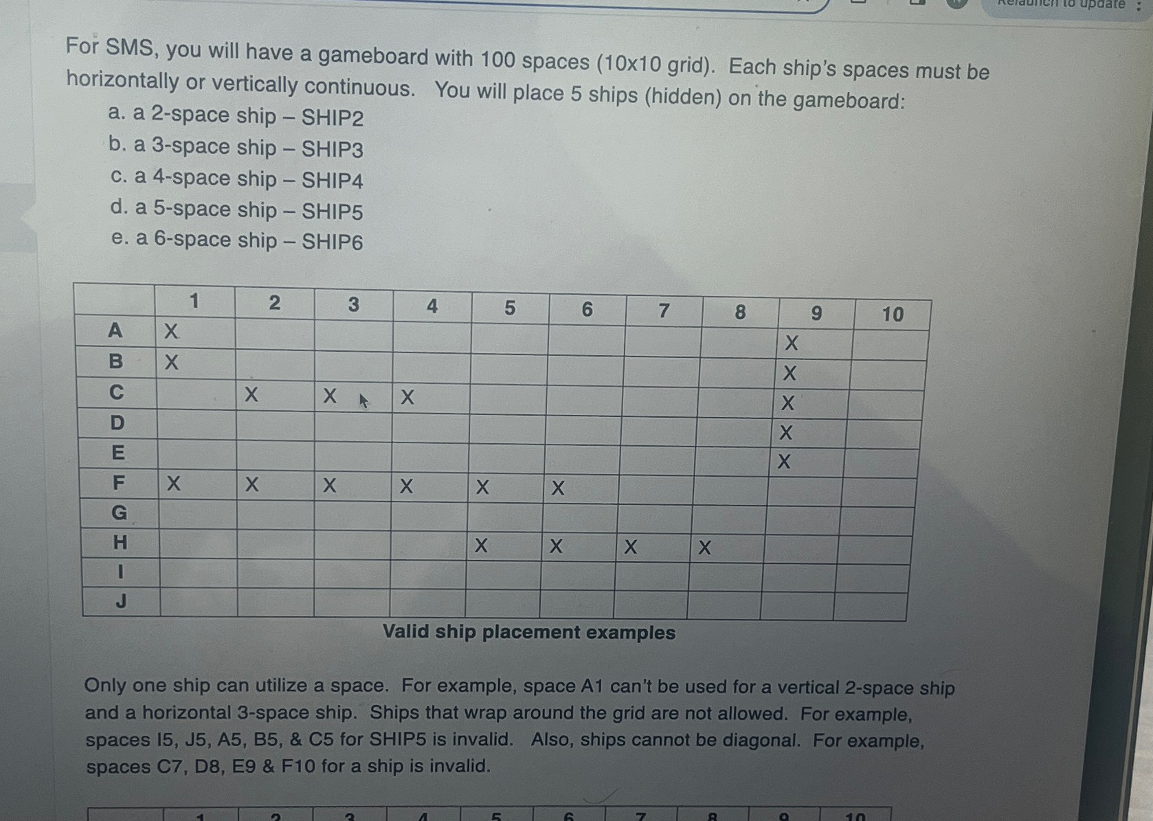 For SMS, ﻿you will have a gameboard with 100 ﻿spaces | Chegg.com