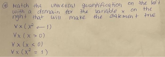 Solved (1) match the universal quantification on the left | Chegg.com