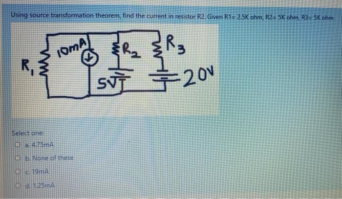 Solved Using source transformation theorem, find the current | Chegg.com