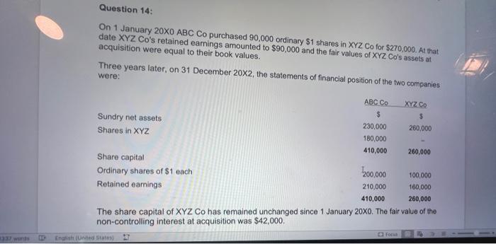 Solved Question 14: On 1 January 20X0 ABC Co purchased | Chegg.com