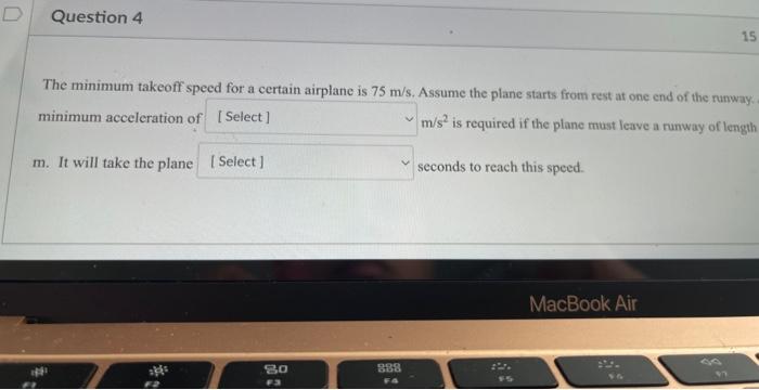 Solved The minimum takeoff speed for a certain airplane is | Chegg.com