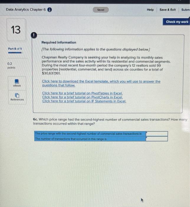 Solved Data Analytics Chapter 6 Saved Help Save & Exit Subm | Chegg.com