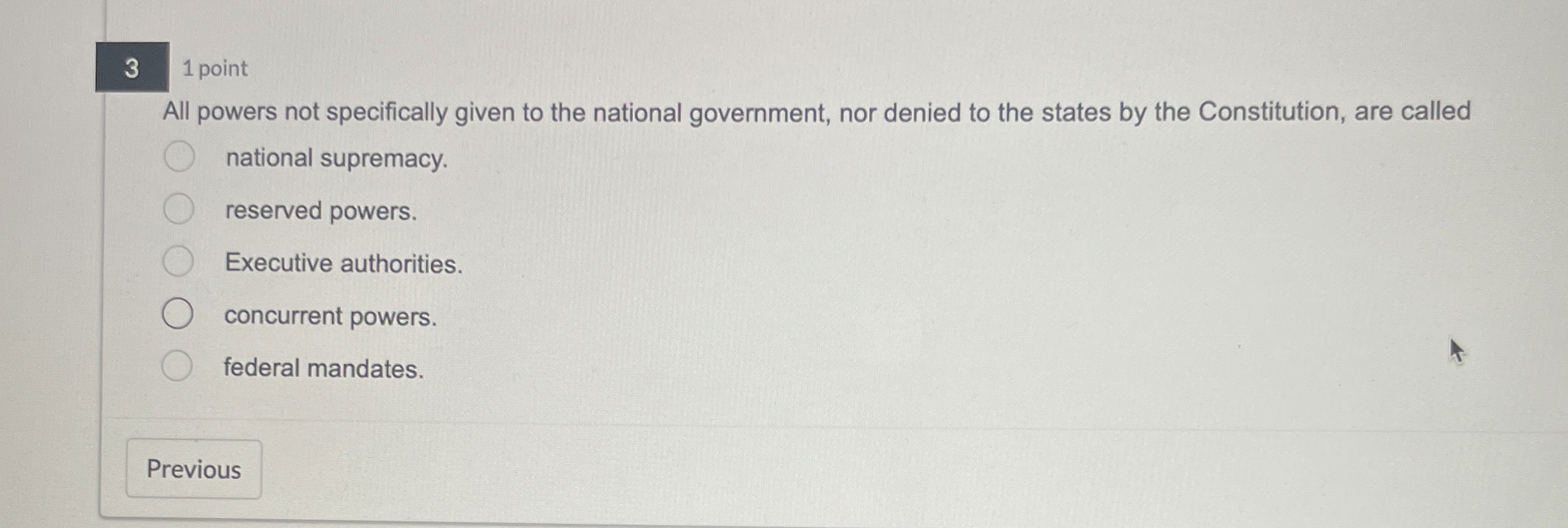 Solved 31 ﻿pointAll powers not specifically given to the | Chegg.com