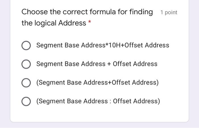 Solved Choose the correct formula for finding 1 point the | Chegg.com