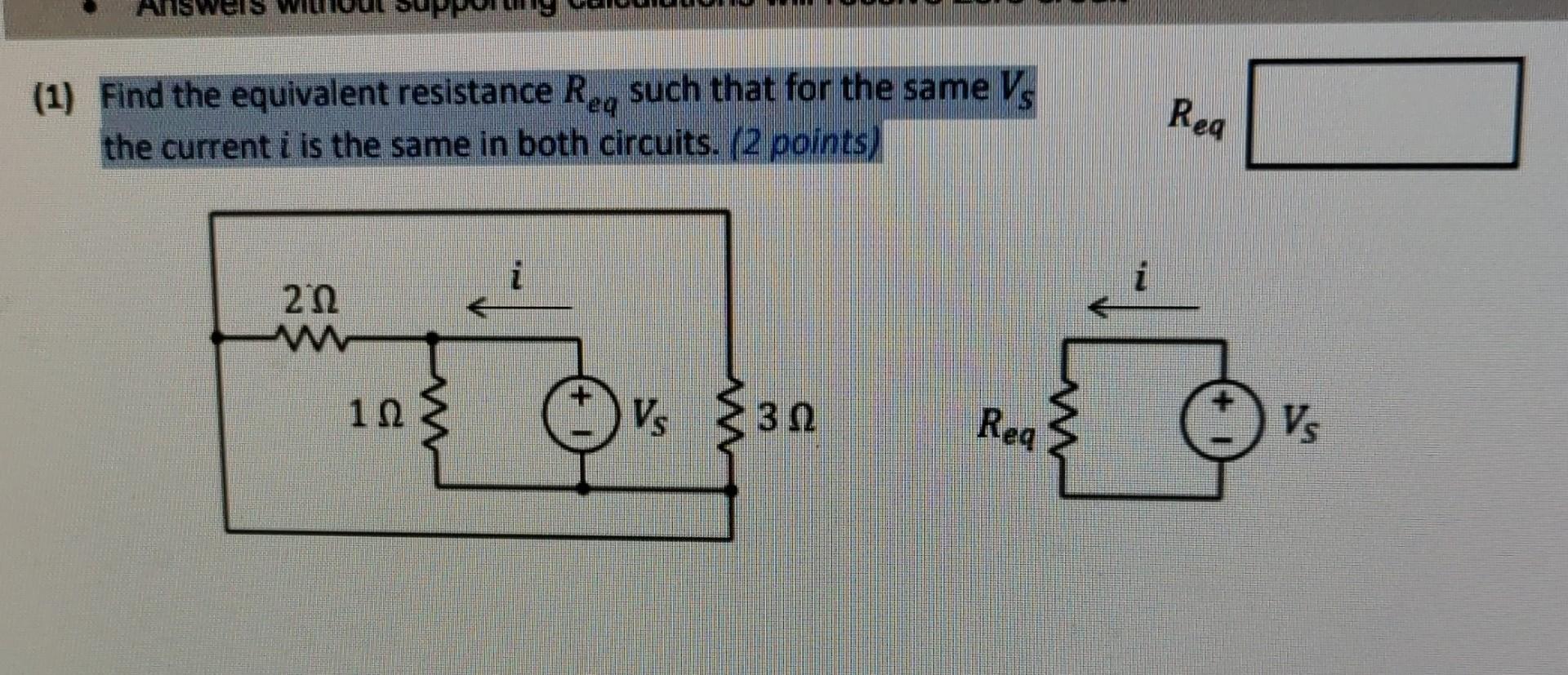 Solved 1) Find the equivalent resistance Req such that for | Chegg.com