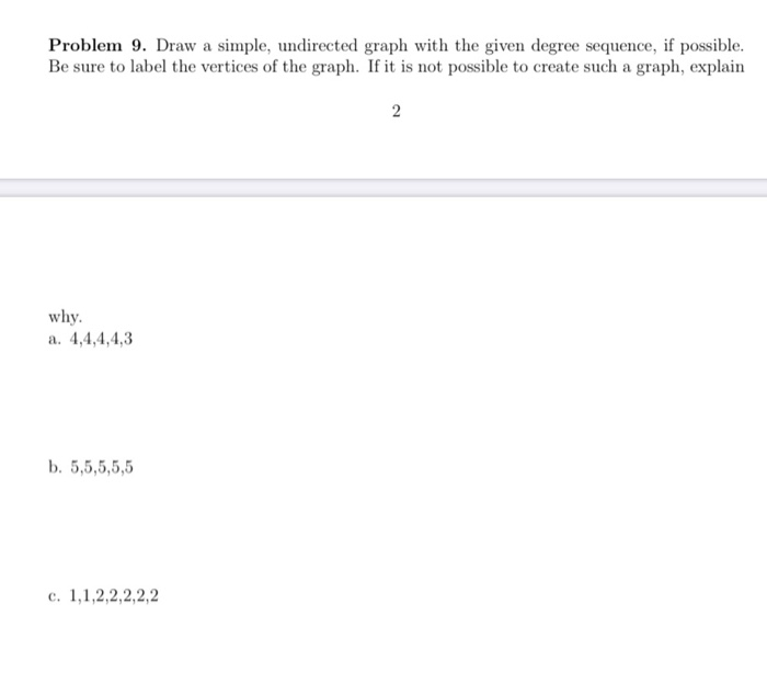 Solved Problem 9. Draw a simple, undirected graph with the | Chegg.com