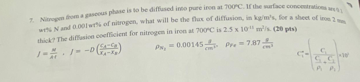 Solved Nitrogen from a gaseous phase is to be diffused into | Chegg.com