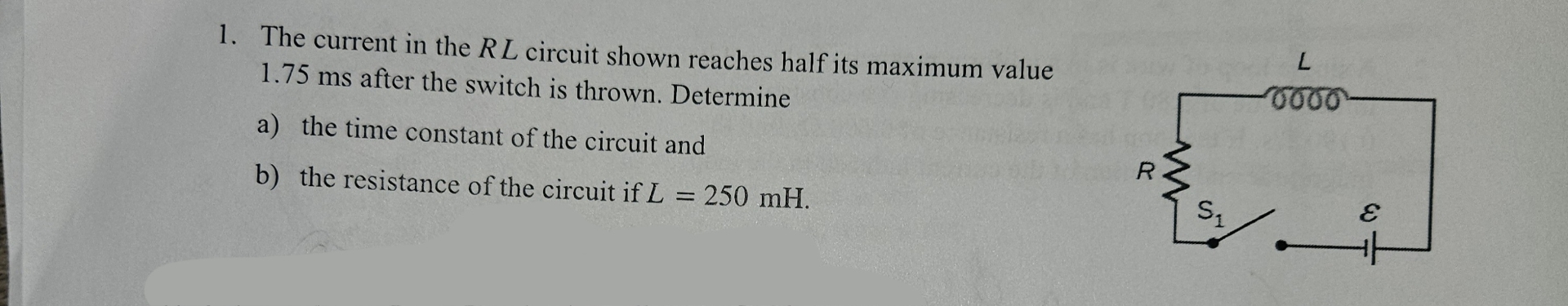 Solved The current in the RL ﻿circuit shown reaches half its | Chegg.com