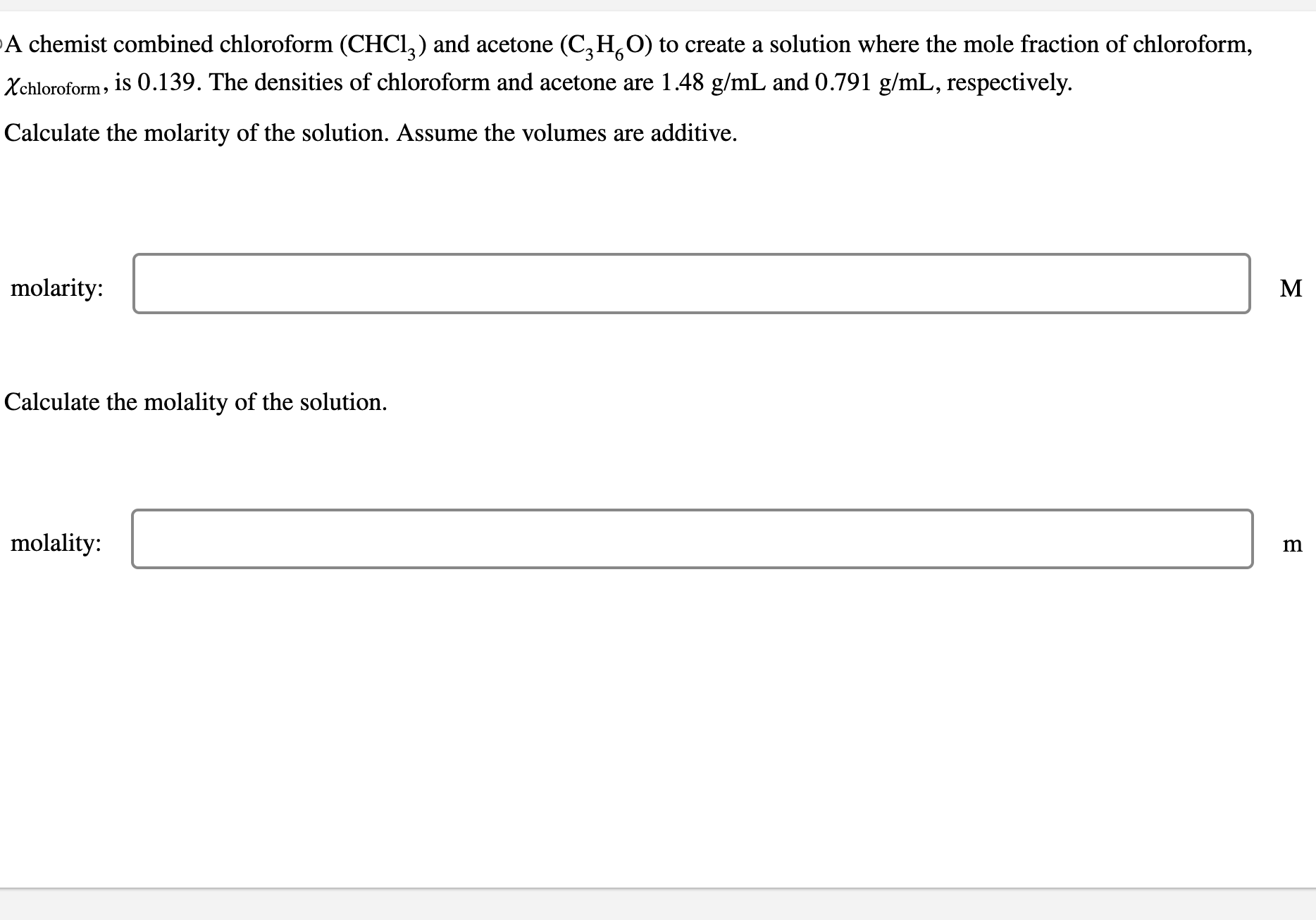 Solved A chemist combined chloroform (CHCl3) ﻿and acetone | Chegg.com