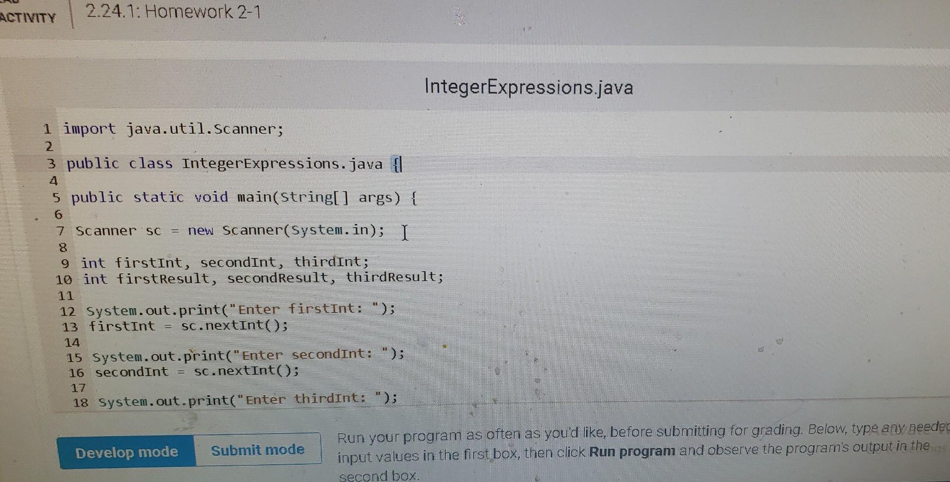 Solved IntegerExpressions.java 1 inport java.util. Scanner; | Chegg.com