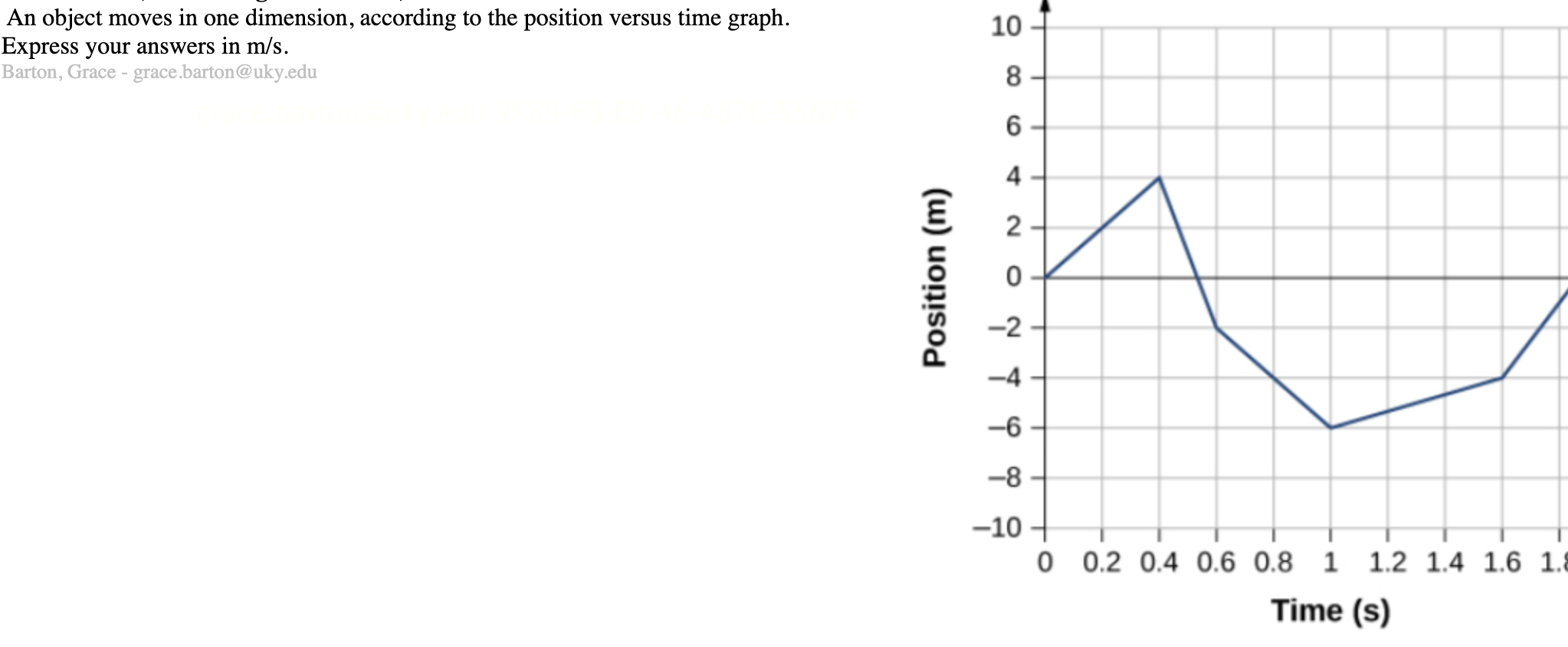 Solved An object moves in one dimension, according to the | Chegg.com