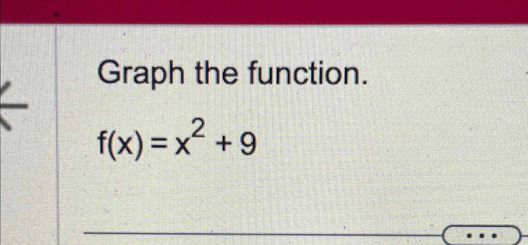 Solved Graph the function.f(x)=x2+9 | Chegg.com