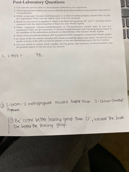 Solved Post-Laboratory Questions 1. Calculate the percent | Chegg.com