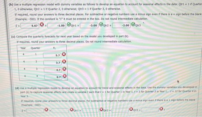 Consider the following time series data.) Use a | Chegg.com