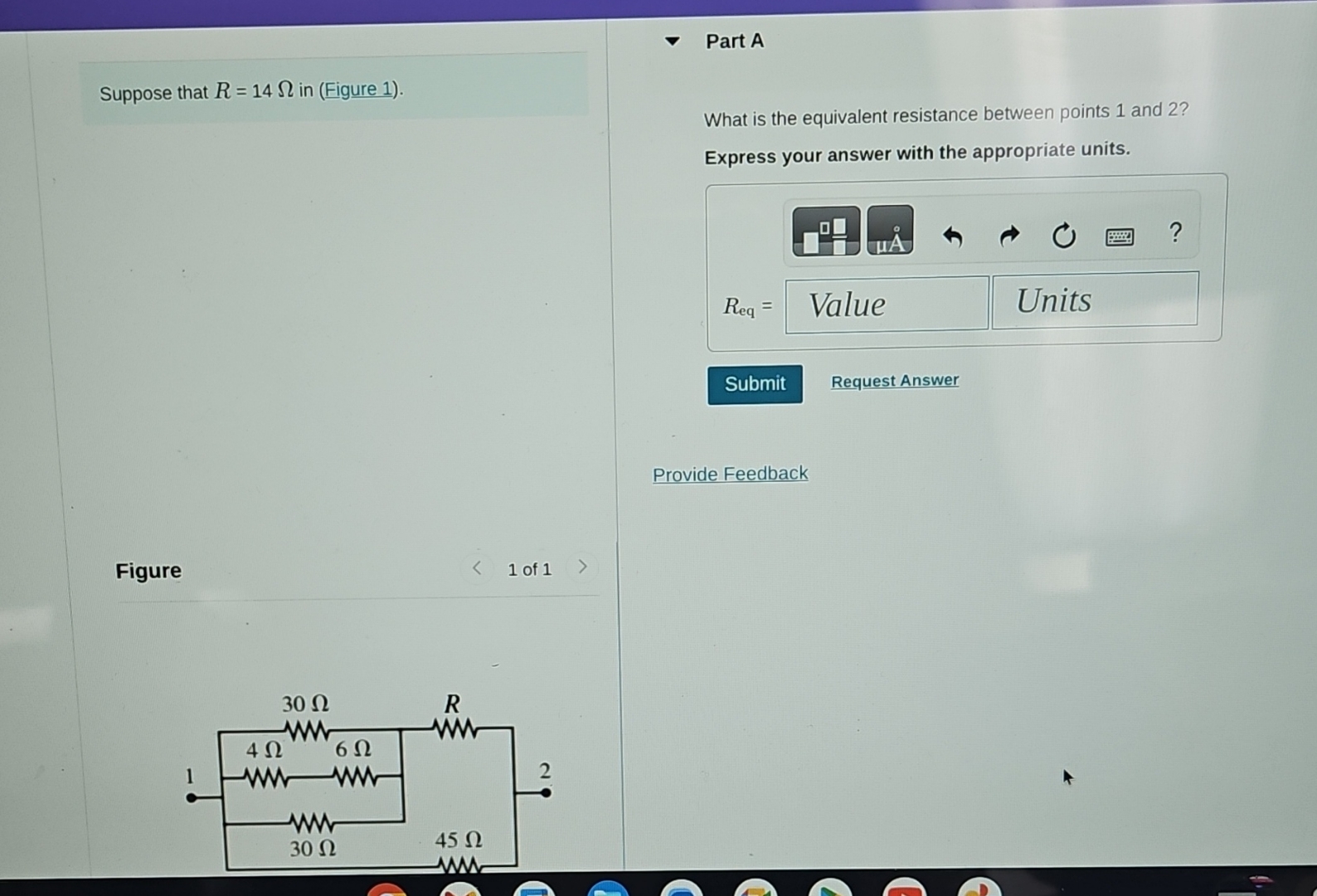 Solved Part ASuppose that R=14Ω ﻿in (Figure 1).What is the | Chegg.com