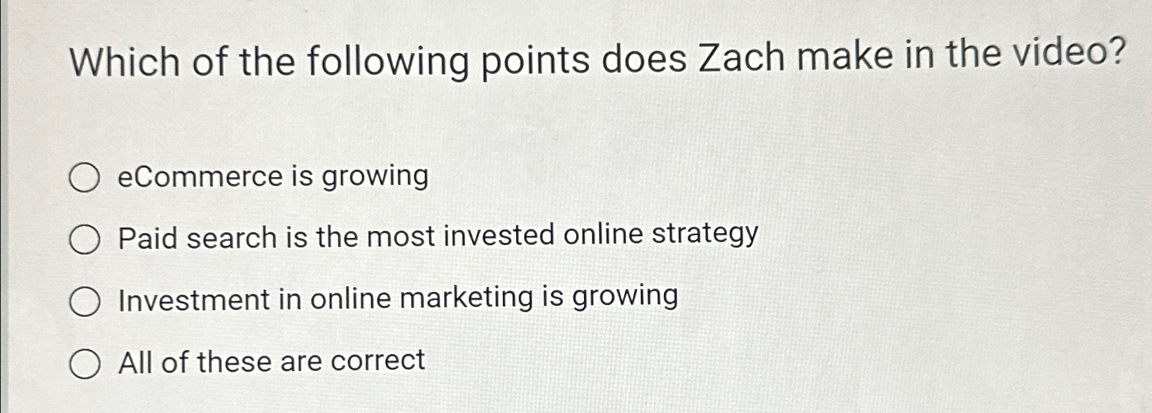 Solved Which of the following points does Zach make in the | Chegg.com