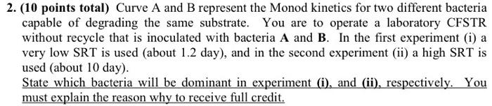 Solved Curve A and B represent the Monod kinetics for two | Chegg.com