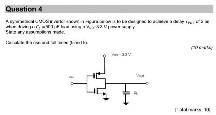 Solved A symmetrical CMOS invertor shown in Figure below is | Chegg.com
