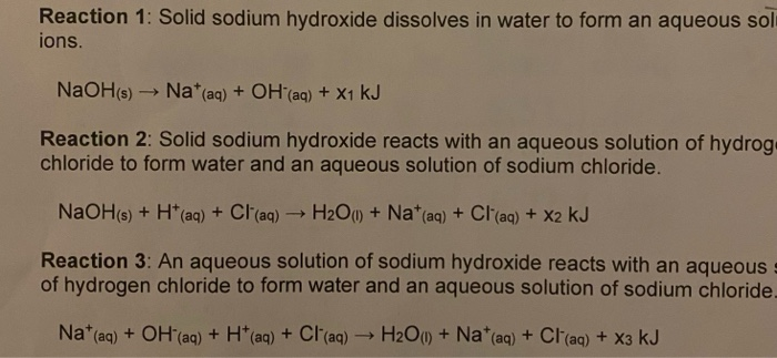 Solved Reaction 1: Solid sodium hydroxide dissolves in water | Chegg.com