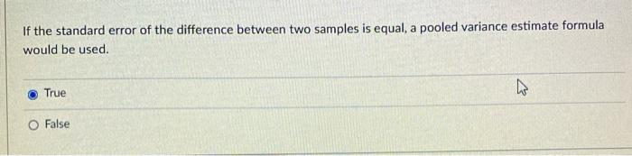 Solved If the standard error of the difference between two | Chegg.com