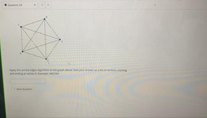 Solved Question 24 > 11 15 Apply the sorted edges algorithm | Chegg.com