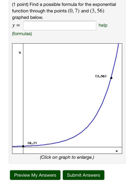 Solved (1 point) Find a possible formula for the exponential | Chegg.com