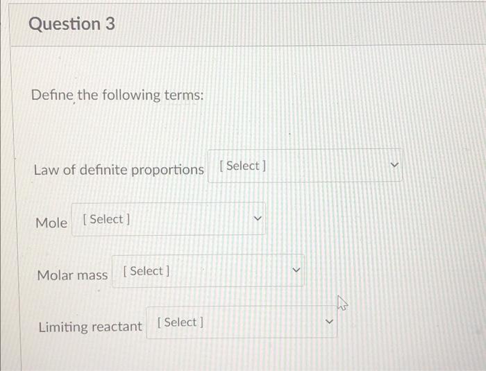 Solved Define the following terms: Law of definite | Chegg.com