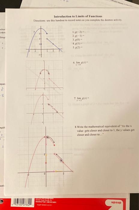 Solved Introduction to Limits of Functions Directions use | Chegg.com
