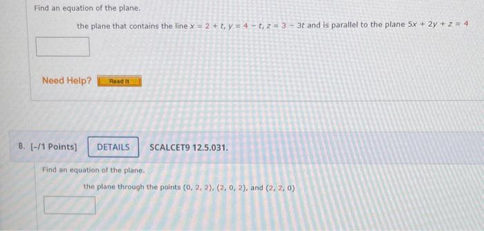 Solved Find An Equation Of The Plane The Plane That