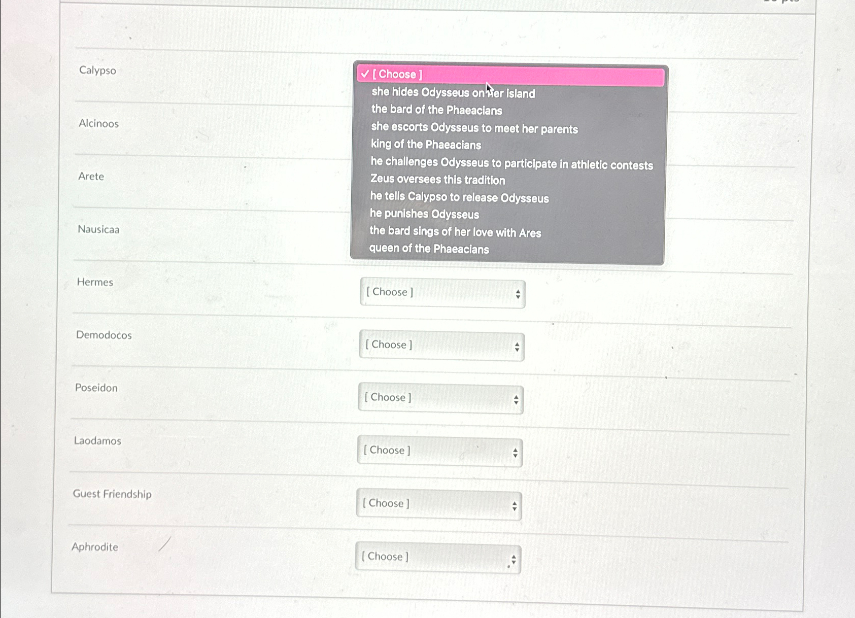 Solved Choose the correct option for each | Chegg.com