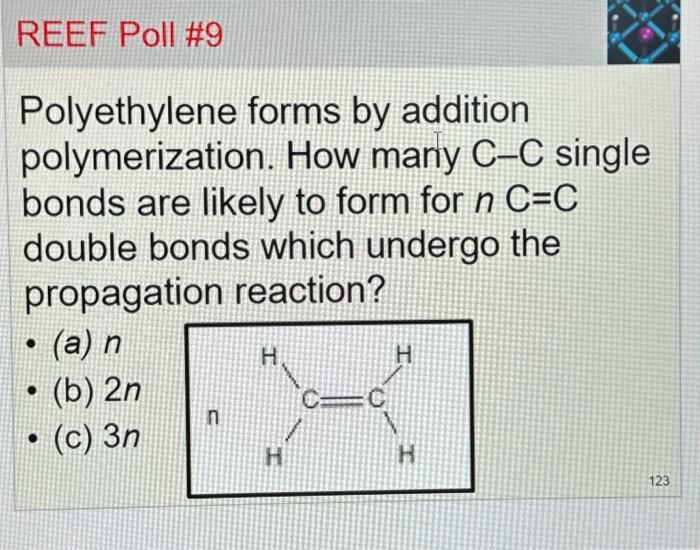 Solved REEF Poll #9 Polyethylene forms by addition | Chegg.com