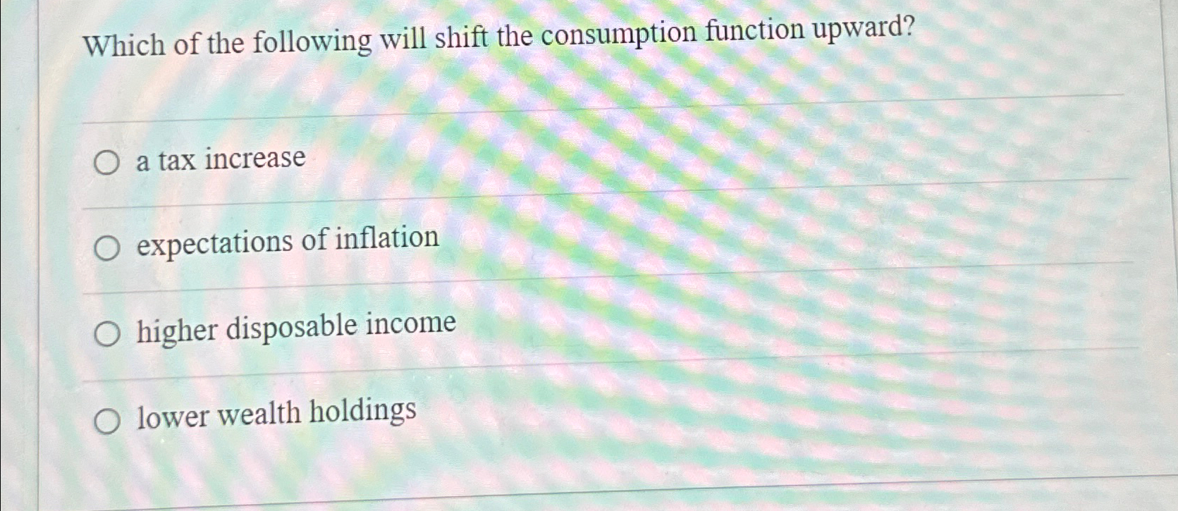 Solved Which of the following will shift the consumption | Chegg.com