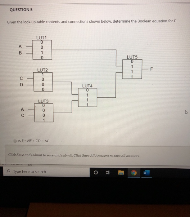 Solved QUESTION 5 Given the look-up-table contents and | Chegg.com