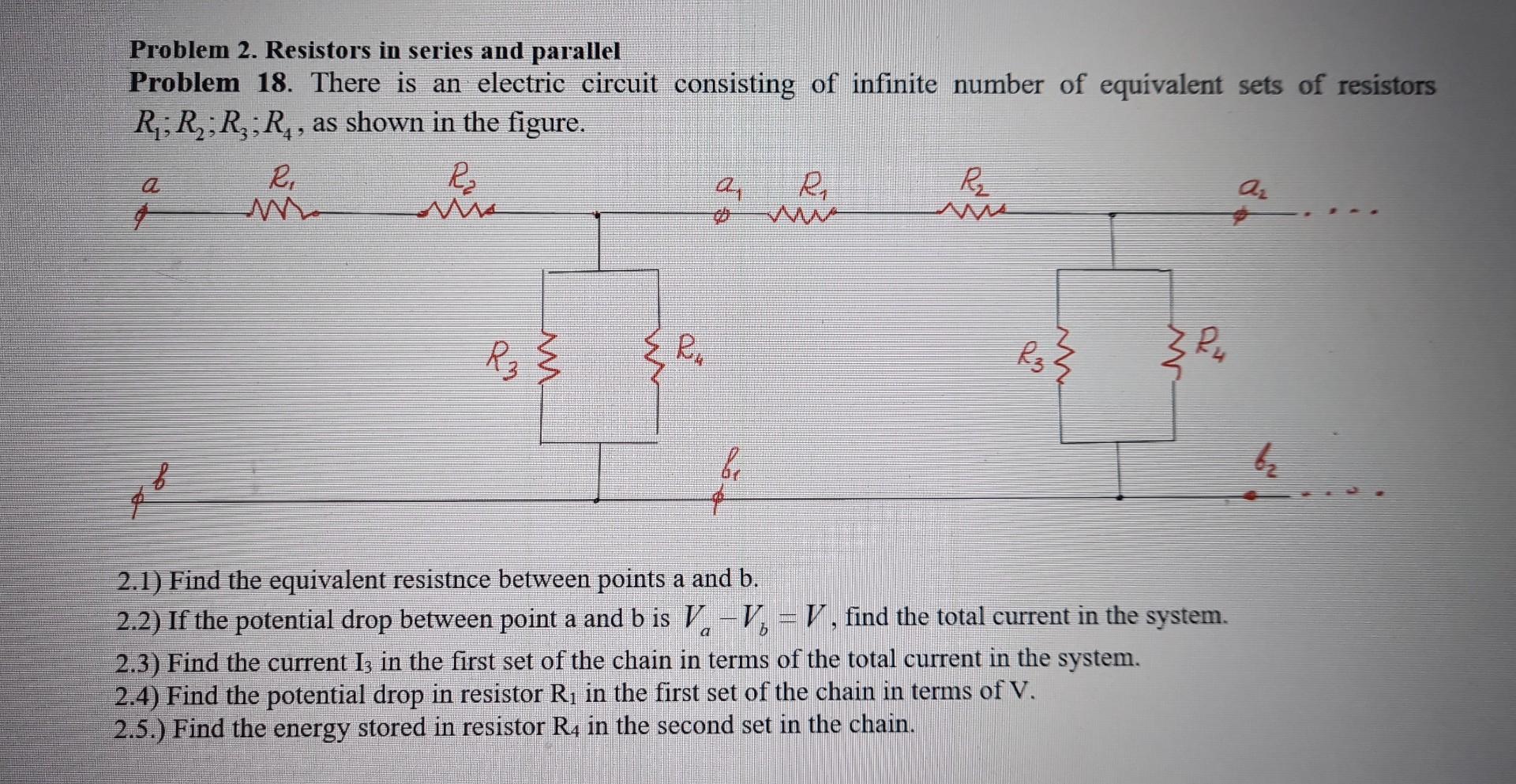 Solved Problem 2. Resistors in series and parallel Problem | Chegg.com