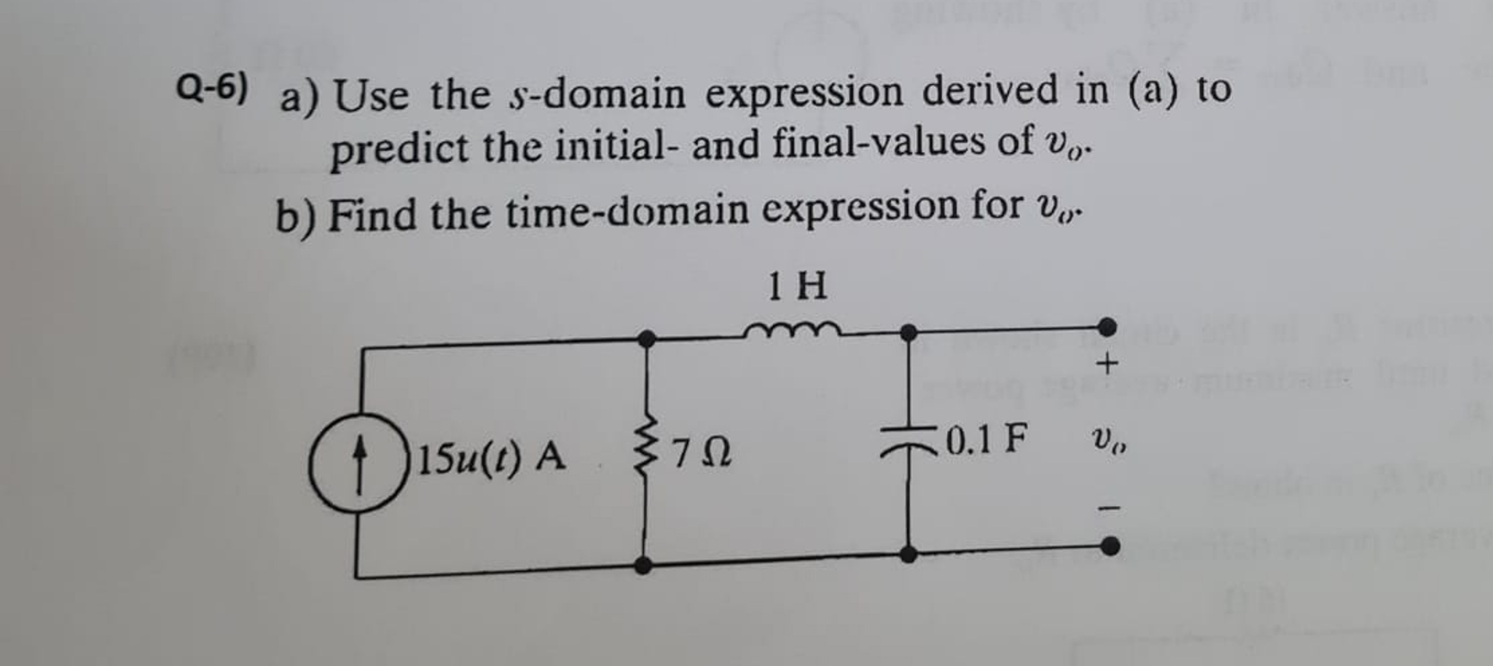 Q-6) ﻿a) ﻿Use the s-domain expression derived in (a) | Chegg.com