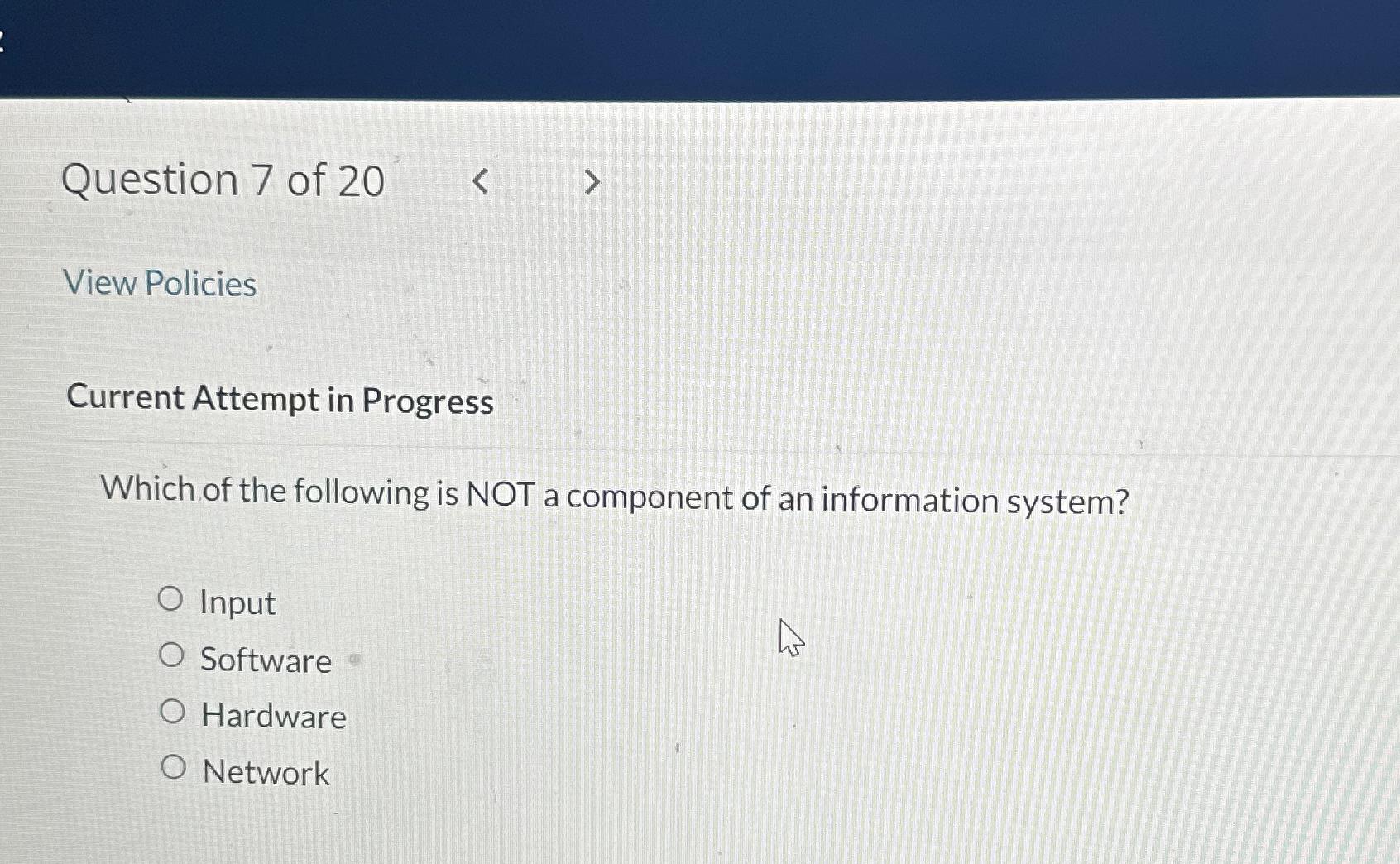 Solved Question 7 ﻿of 20View PoliciesCurrent Attempt in | Chegg.com