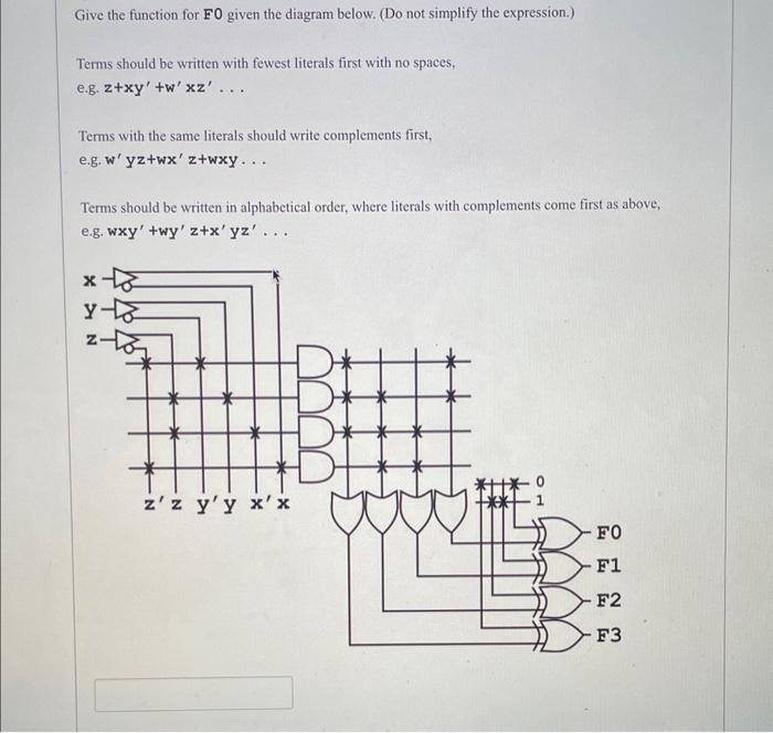 Solved Give the function for F0 given the diagram below. (Do | Chegg.com