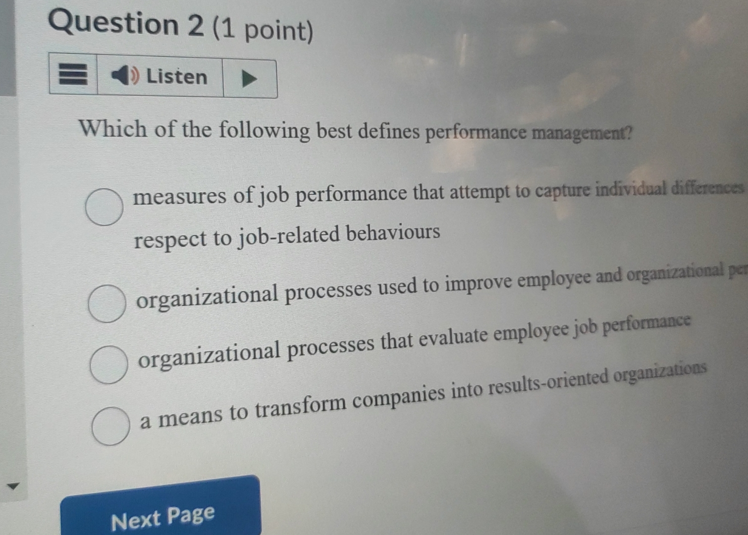 Solved Question 2 (1 ﻿point)Which of the following best | Chegg.com