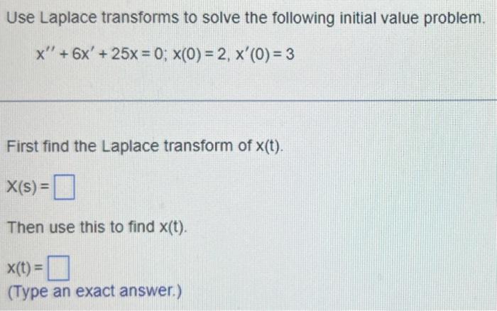Solved Use Laplace transforms to solve the following initial | Chegg.com