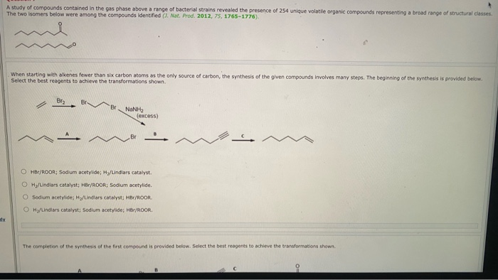 Solved A study of compounds contained in the gas phase above | Chegg.com