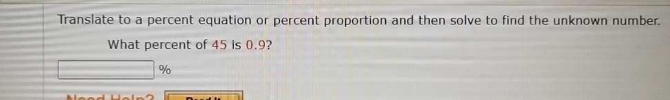 Solved Translate to a percent equation or percent proportion | Chegg.com