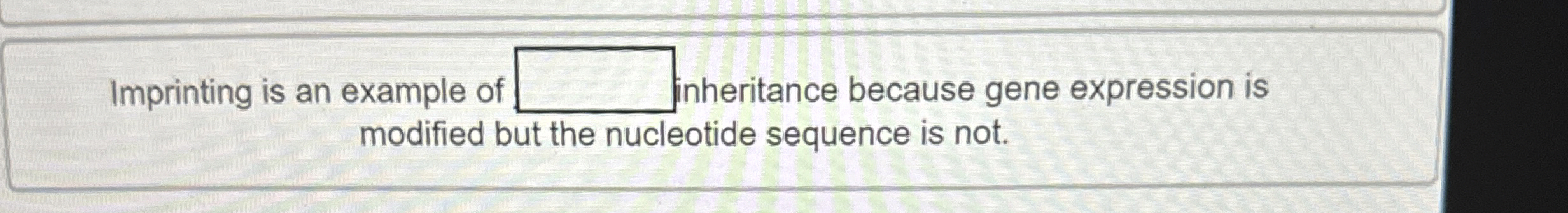 High Quality SOLUTION Imprinting is an example of inheritance because gene | Chegg.com
