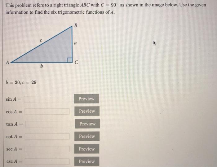 Solved This problem refers to a right triangle ABC with C = | Chegg.com