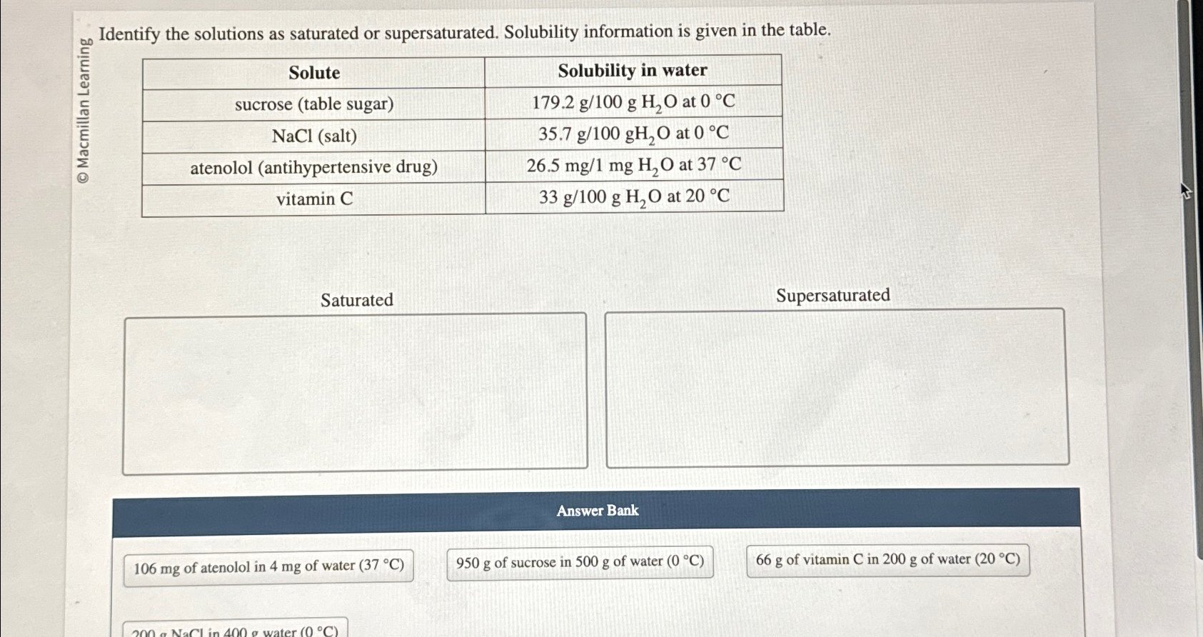 Identify the solutions as saturated or | Chegg.com