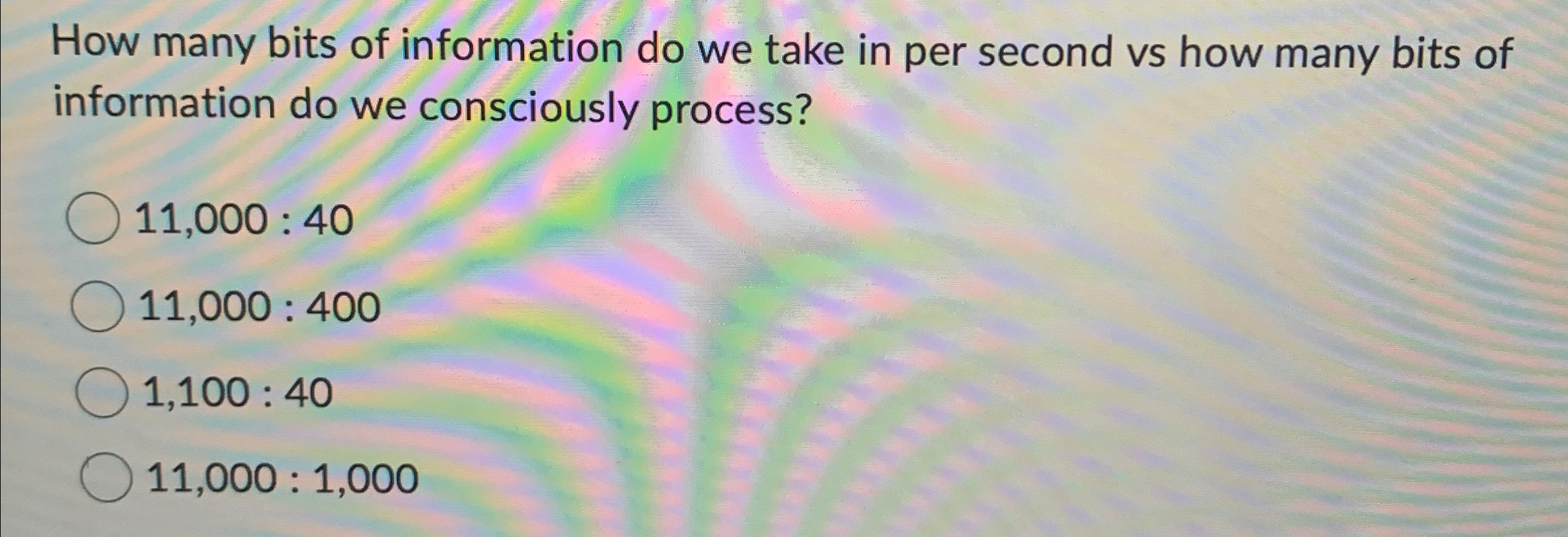 Solved How many bits of information do we take in per second | Chegg.com
