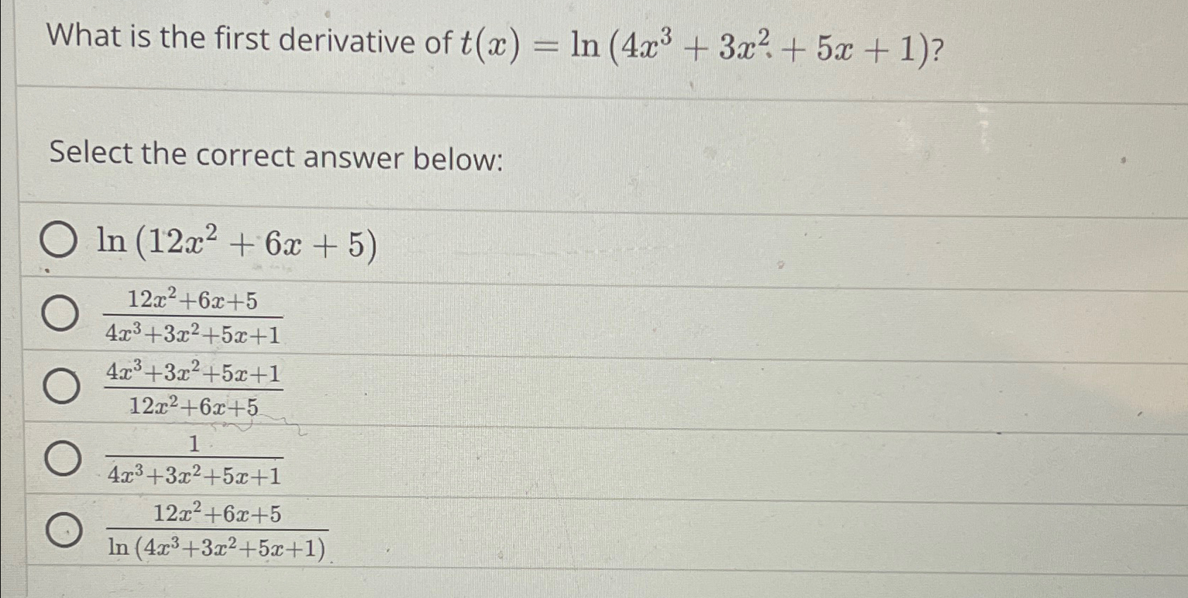 Solved What is the first derivative of | Chegg.com