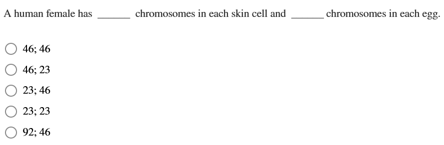 Solved A human female has chromosomes in each skin cell and | Chegg.com