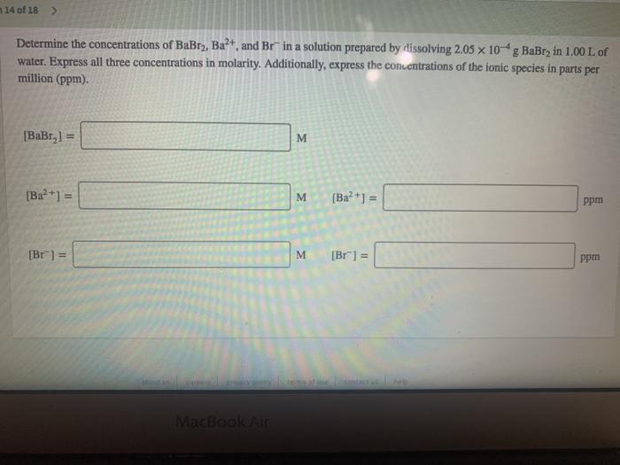 Solved 114 of 18 Determine the concentrations of BaBr2, | Chegg.com