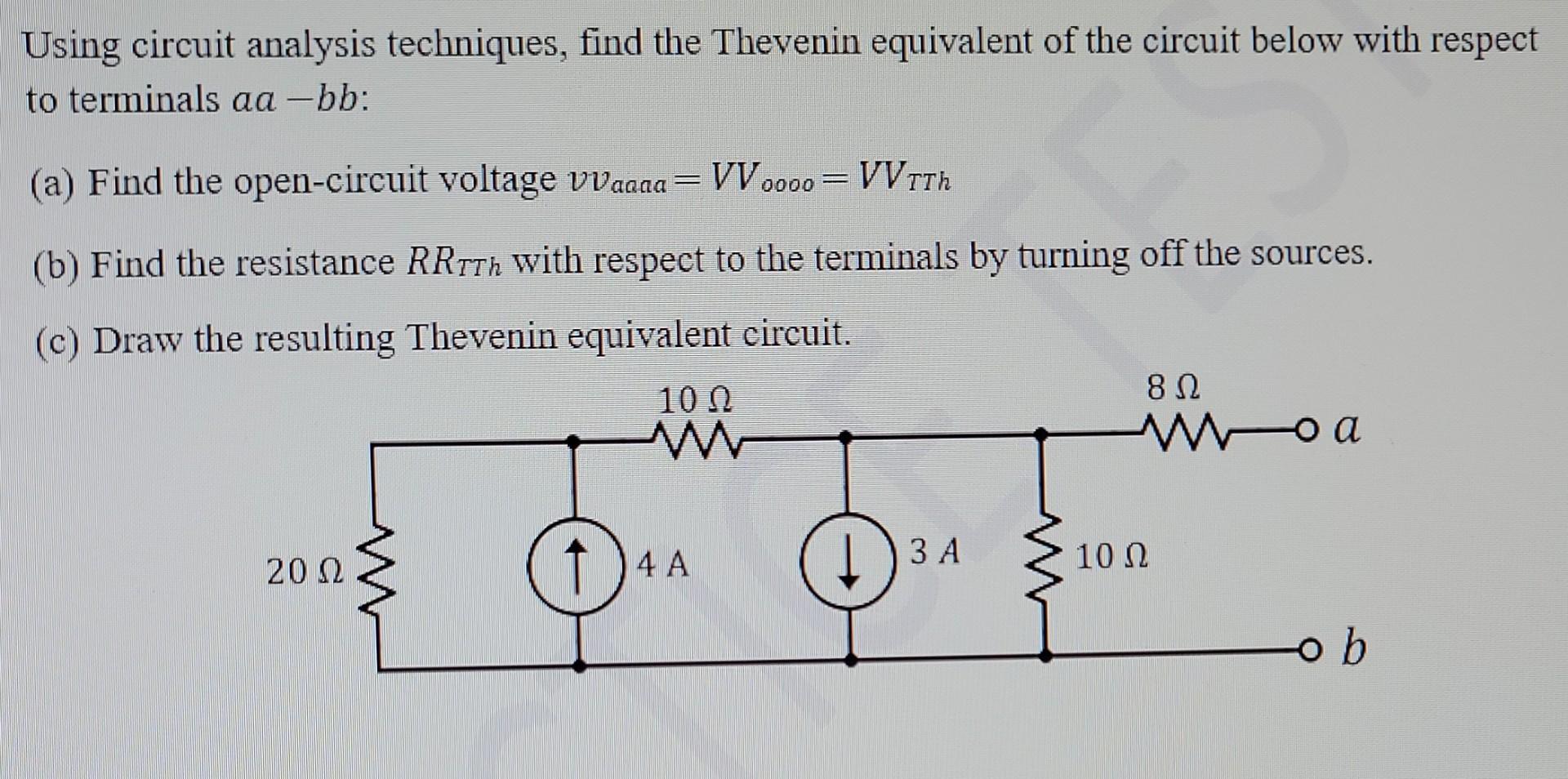 Solved Using circuit analysis techniques, find the Thevenin | Chegg.com