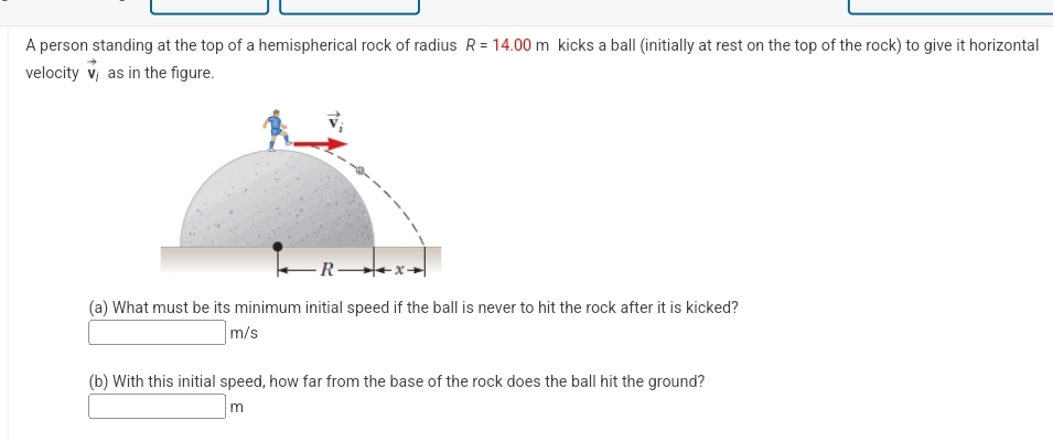Solved A person standing at the top of a hemispherical rock | Chegg.com